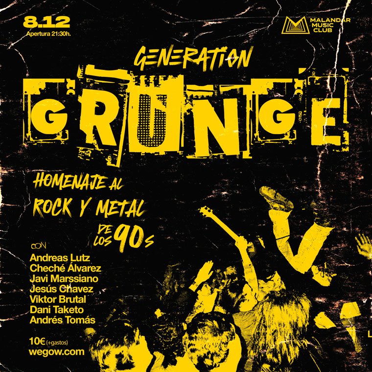 Homenaje al Rock y Metal de los 90s. Concierto de Generación Grunge en ...